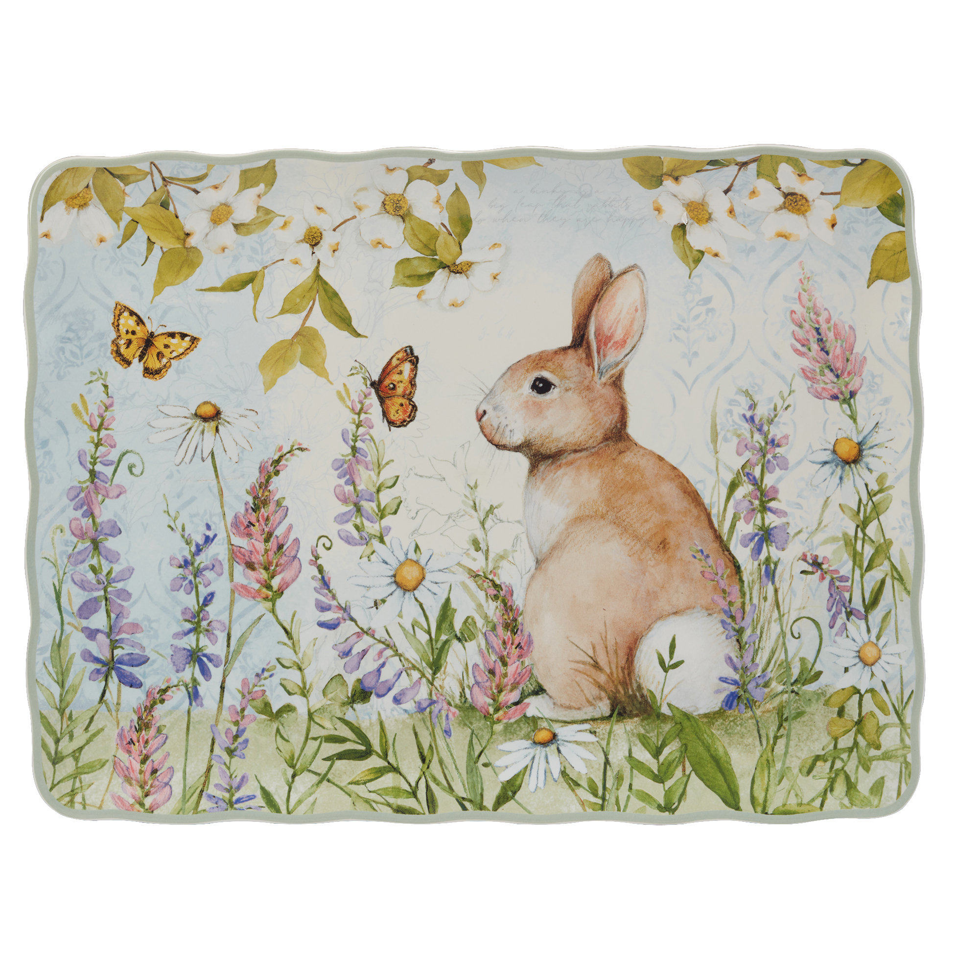 Certified International Easter Meadow Rectangular Platter – 16"x12" Ceramic Serving Platter with ...